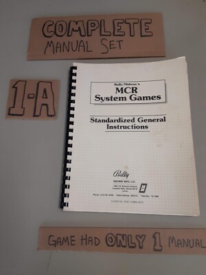 Original Arcade Manual: MCR SYSTEM GAMES - 1983- BALLY/MIDWAY - FREE ...