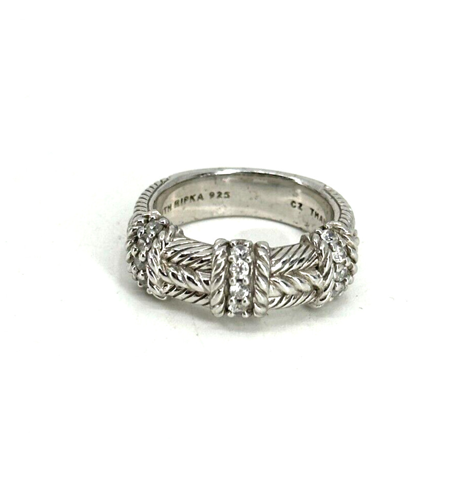 Judith Ripka Designer Braided Pave CZ Sterling Silver… - Gem