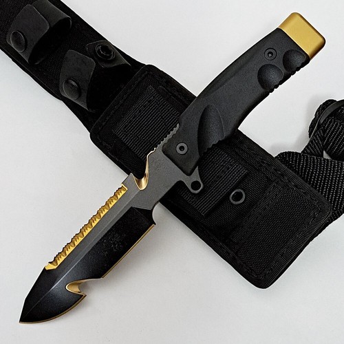 Rare Fox Knives Kaimano OMG-1 Oro Diving Black Gold N690Co Scuba Combat ...