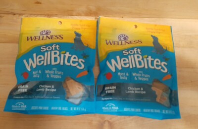 2 BAGS: WELLNESS WellBites Chicken Lamb Recipe Soft Chewy Dog Treats ...