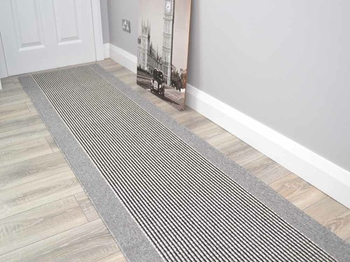 Grey Very Long Narrow Runner Rug For Halls Kitchens ANY LENGTH Anti ...
