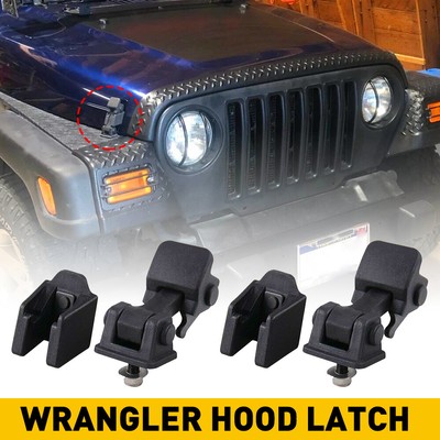 2PCS Hood Latch Pins Hood Locking Catch Black 1997-06 For Jeep Wrangler ...