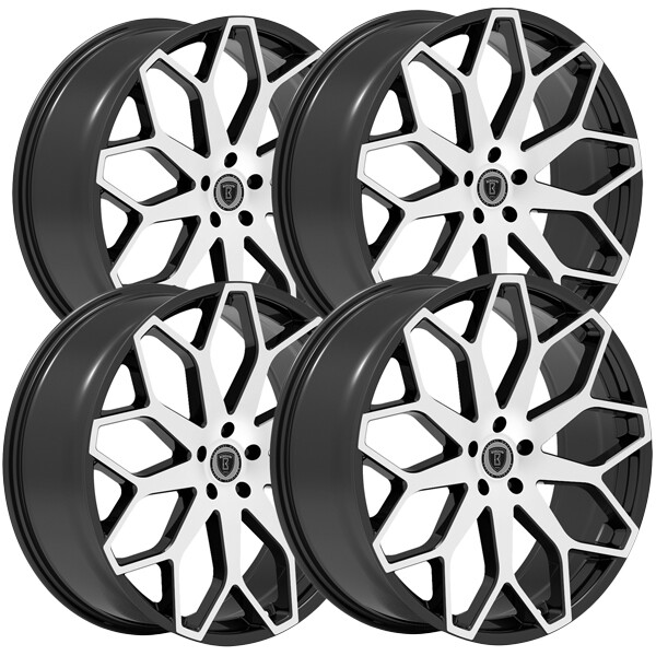 (Set of 4) Borghini B28 26x10 6x135 +25mm Black/Machined Wheels Rims 26 ...