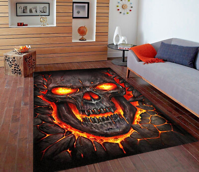 Burning Skull Rug, Lava Skull Rug, Skull Rug, Hot Lava Rug, Fire Rug ...