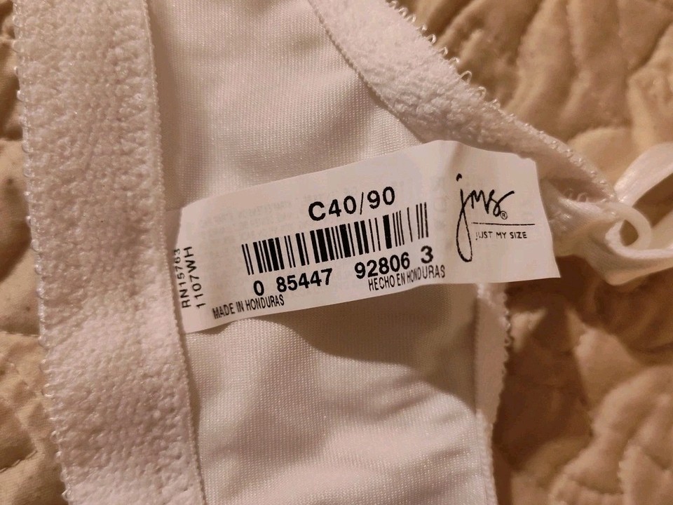 Just My Size Women's Easy On Front Close Wirefree Bra 1107 White Size ...