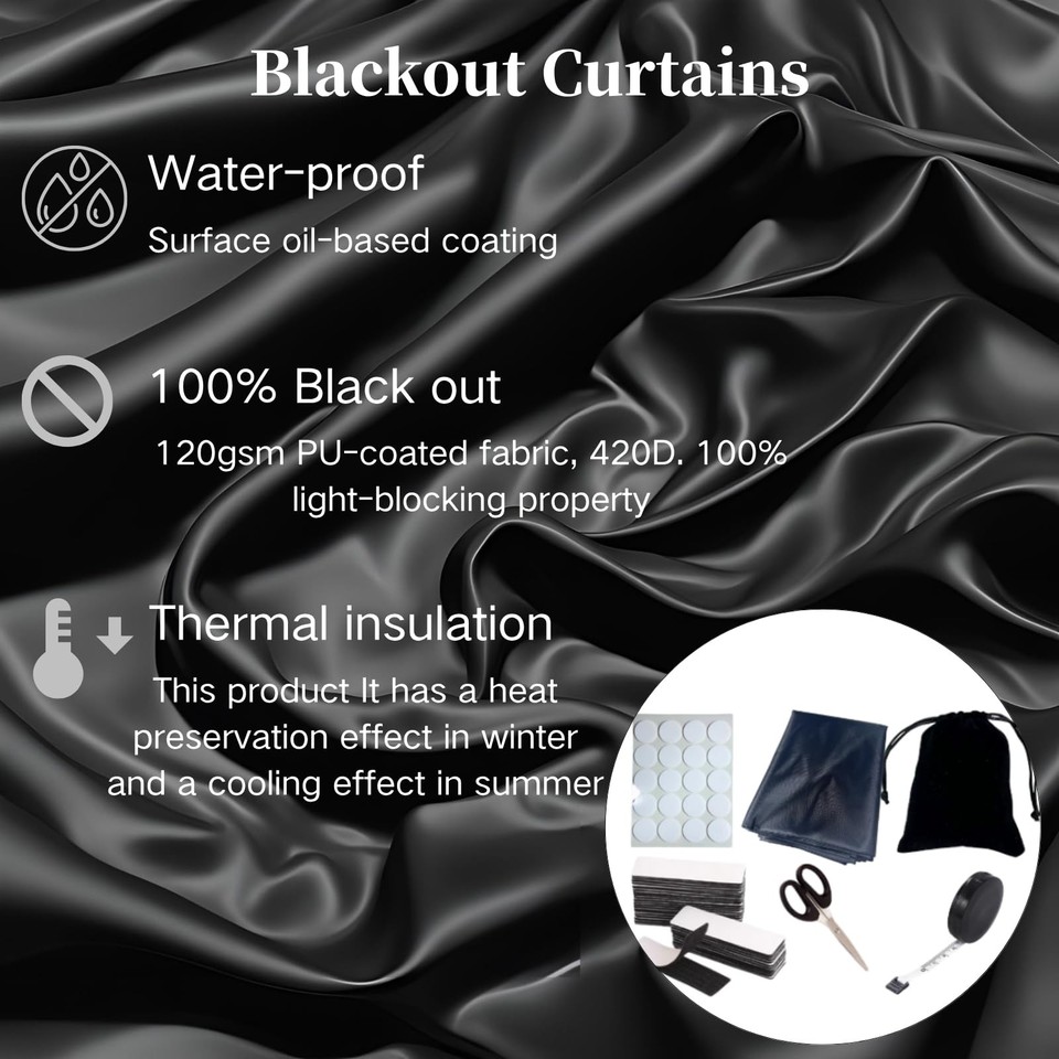 Blackout Curtains, 118" x 57" Portable Blackout Curtains DIY Window ...