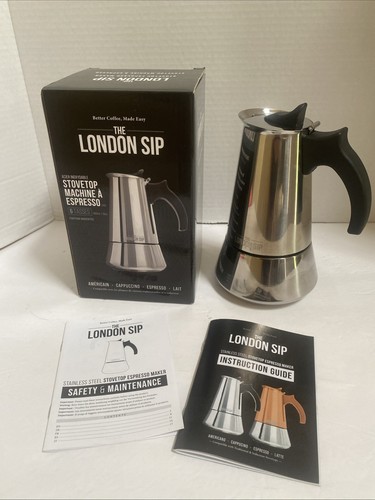 New In Box London Sip 6 Cup Stainless Steel Espresso Maker | Silver ...
