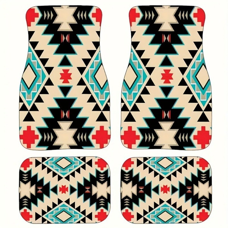 4Pcs Rubber Back Persian Carpet Car Floor Protector Rugs for Front Rear ...