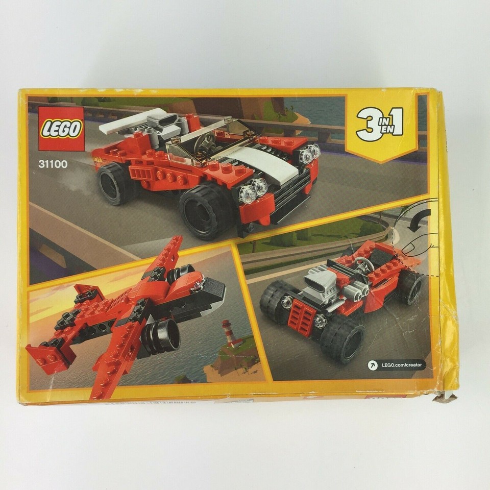 LEGO Creator 3 in 1 Sports Car Plane Hot Rod 134 Pieces Building Toy ...