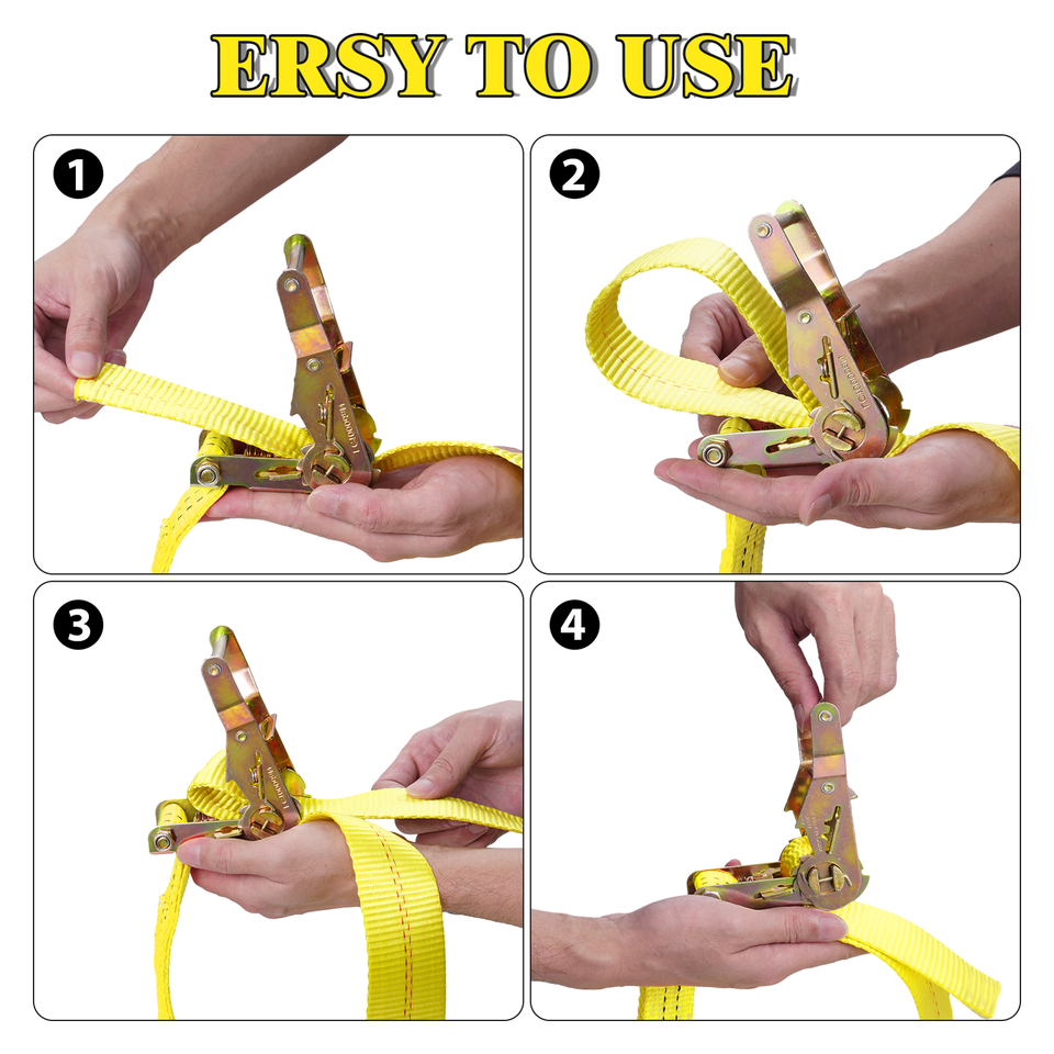 24pcs Lasso Wheel Lift Straps Ratchet J Finger Hook Tow Towing Tie Down ...