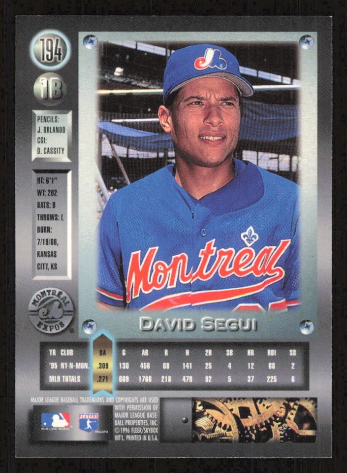 1996 Metal Universe DAVID SEGUI card #194 MONTREAL EXPOS Baseball | eBay