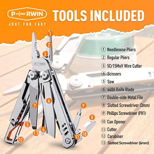 MULTITOOL PLIERS Camping Accessories for Fishing Hiking 13 in 1 PERWIN ...