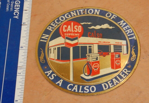 ORIGINAL CHEVRON CALSO SURPREME GAS STATION DEALER MERIT AWARD BADGE ...