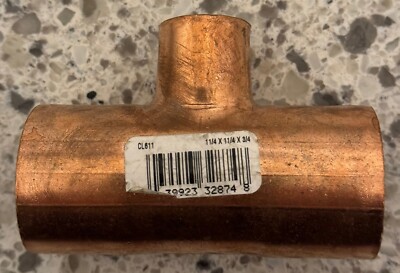 NIBCO 1 1/4-inch x 1 1/4-inch x 3/4-inch Copper Tee - NEW - Plumbing ...