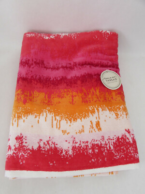 Common Thread Beach Towel 100% Cotton 36" x 68" Pink Orange Striped ...