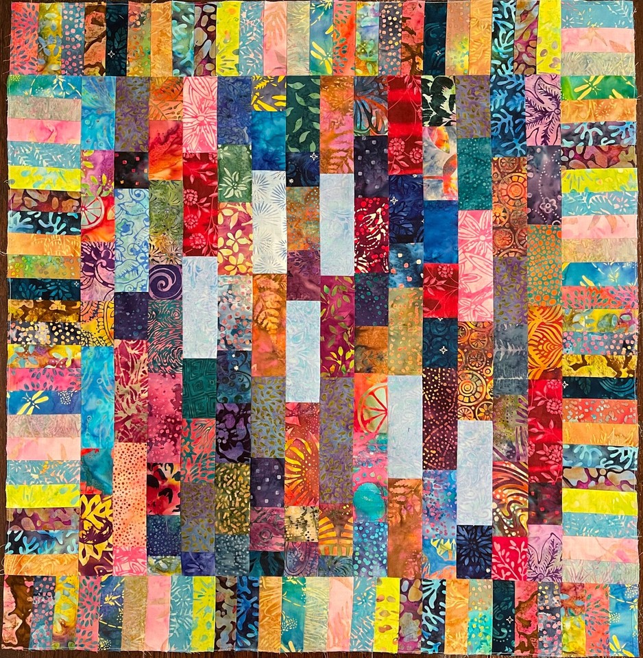 BATIK ~Strips/Piano Border~ Quilt Top 27 1/2" X 28 1/2" Made in NC | eBay