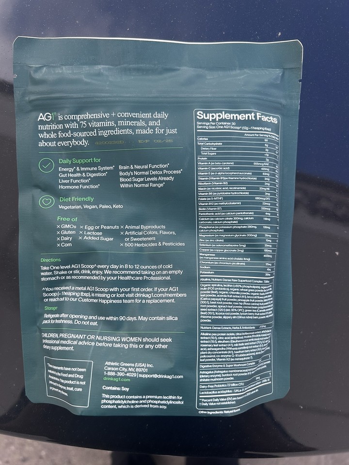 AG1 Athletic Greens - Powder Pouch 12.7oz/360g - 30 Day Supply ...