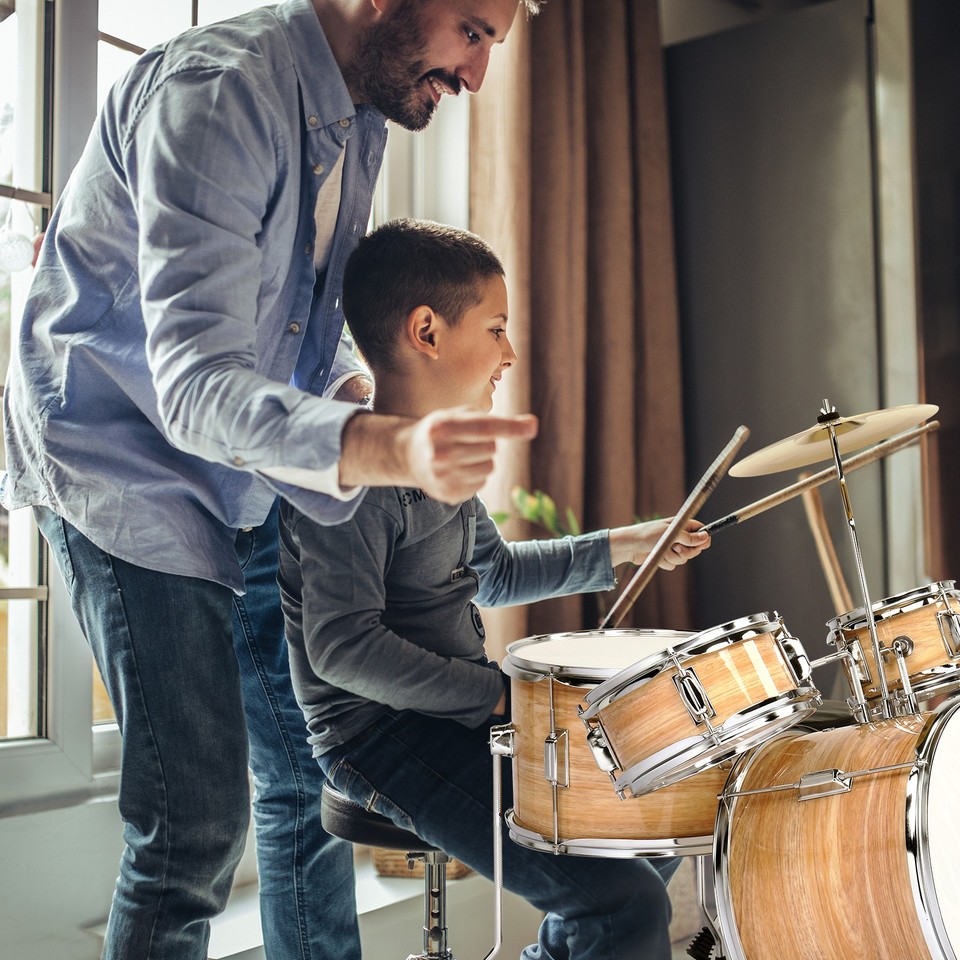 Glarry 5 Pieces Full Size Child Drum Set Cymbals Kit with Stool ...