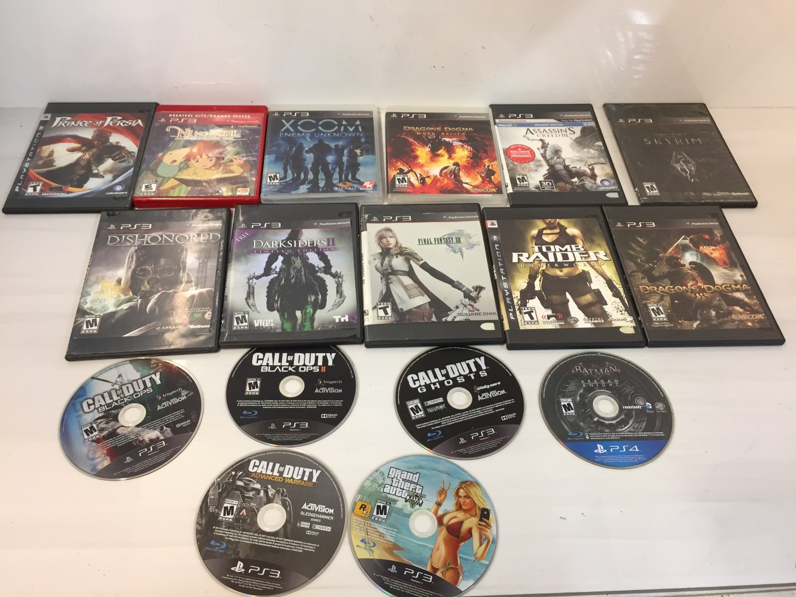 Lot of 17 PlayStation 3 PS3 Games & 1 PS4 Disc - COD, GTA V, Skyrim ...
