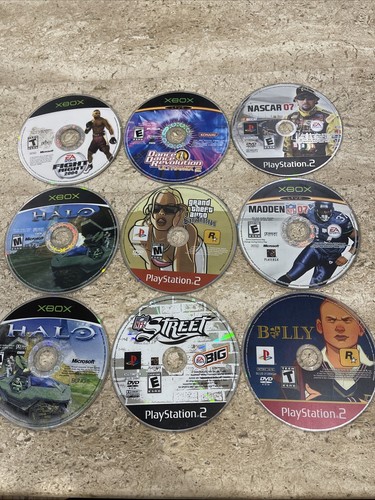 Loose Disc Only LOT PS2 Xbox Video Game 9 Games Untested Scratched ...