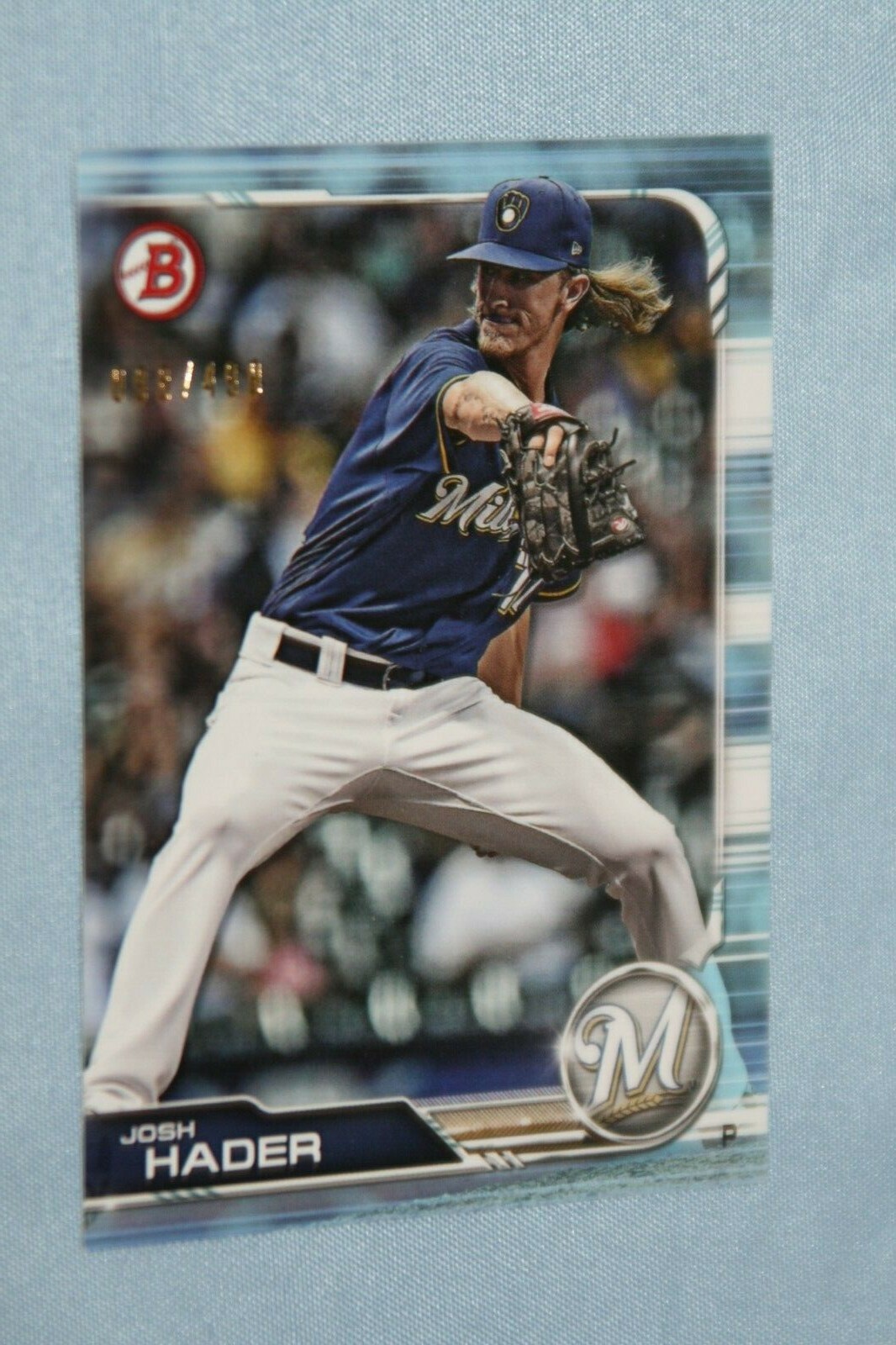 JOSH HADER 2019 BOWMAN SKY BLUE 098/499 #97 MILWAUKEE BREWERS | eBay