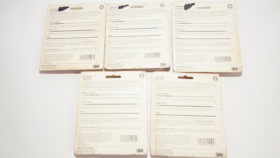 3M Scientific Anglers Concept Fly Line Lot DT-6-F, DT-7-F, DT-8-F, L-8 ...