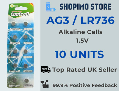 10 x LR736 L736 1.5v Alkaline Coin Batteries Button Cells AG3 Watch ...