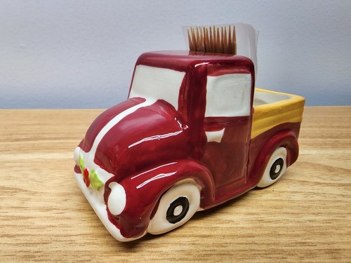 Vintage Christmas Ceramic Red Truck Toothpick Holder Tableware | eBay