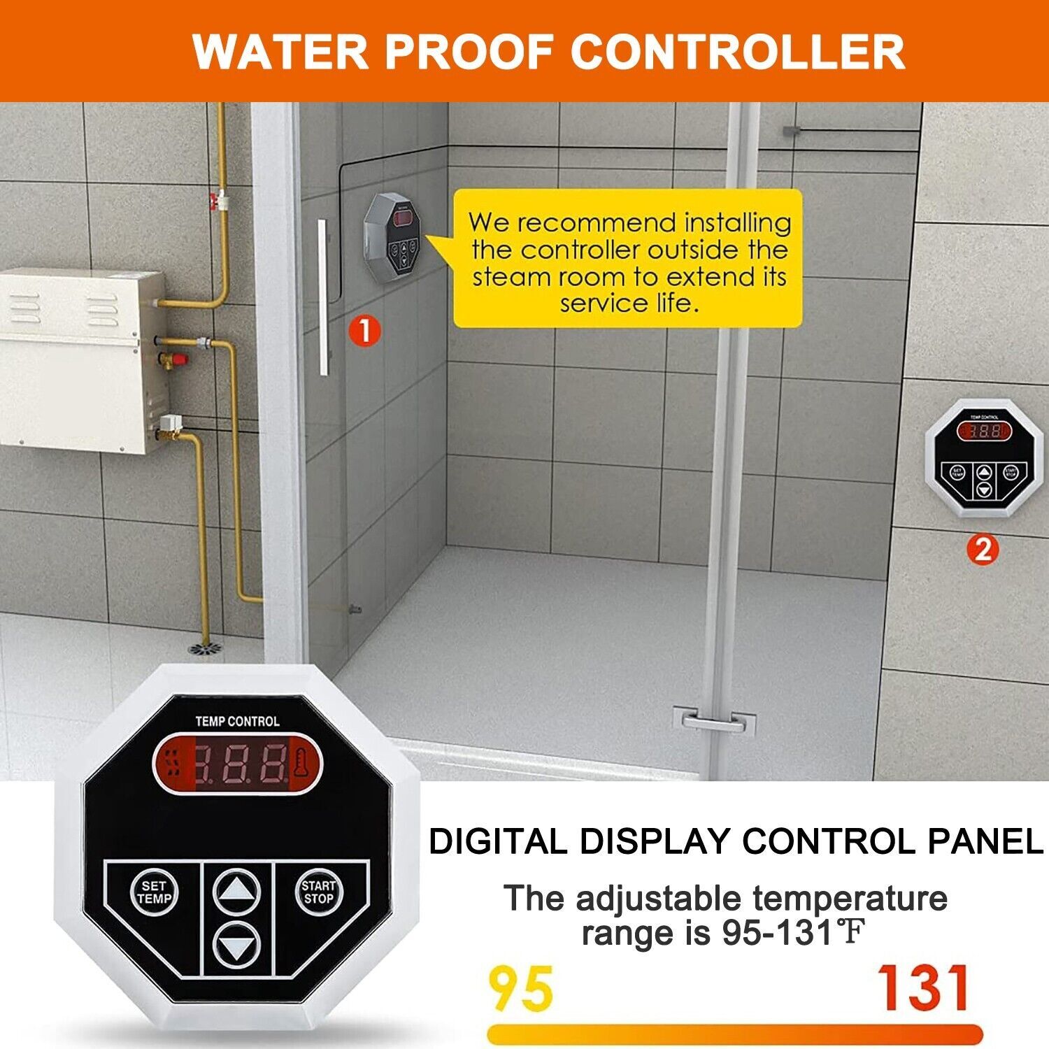 3kw stainless steel Bath Steam Generator Auto descaling Sauna Room ...