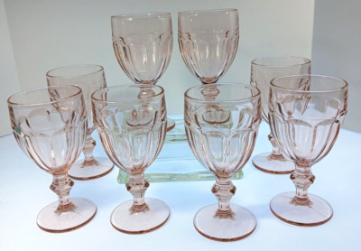 Libbey Glass Co Gibraltar Pink Water Goblet 8ct | eBay