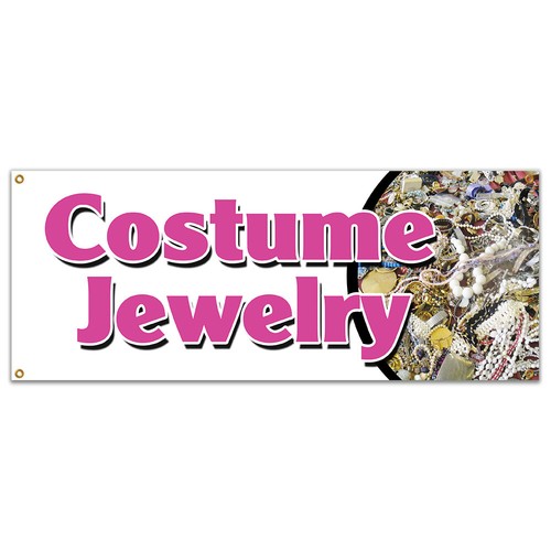COSTUME JEWELRY BANNER SIGN bracelet earrings necklace watches silver ...