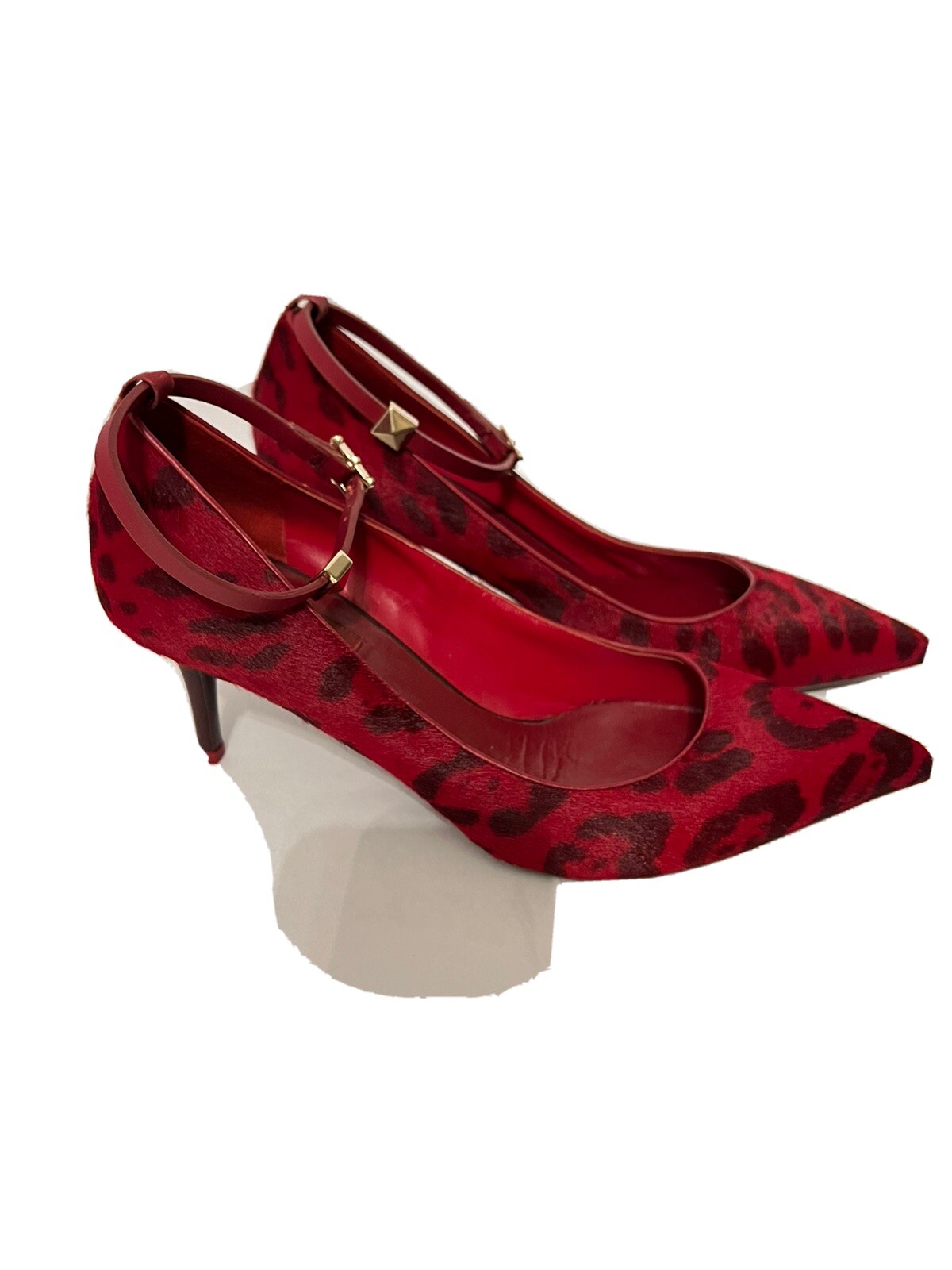 AUTHENTIC VALENTINO GARAVANI Calf Hair Leopard Print RED Size 9 US ...