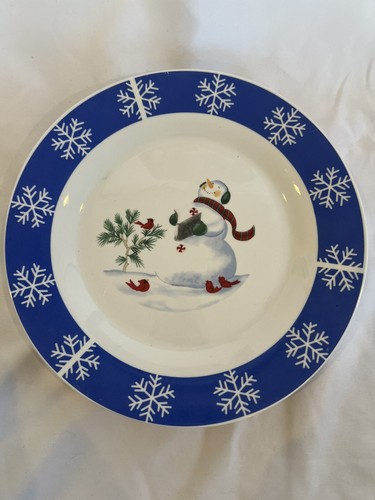 Studio 33 Holiday Home Snowman Caroling Red Cardinal Snowflake Blue Rim ...