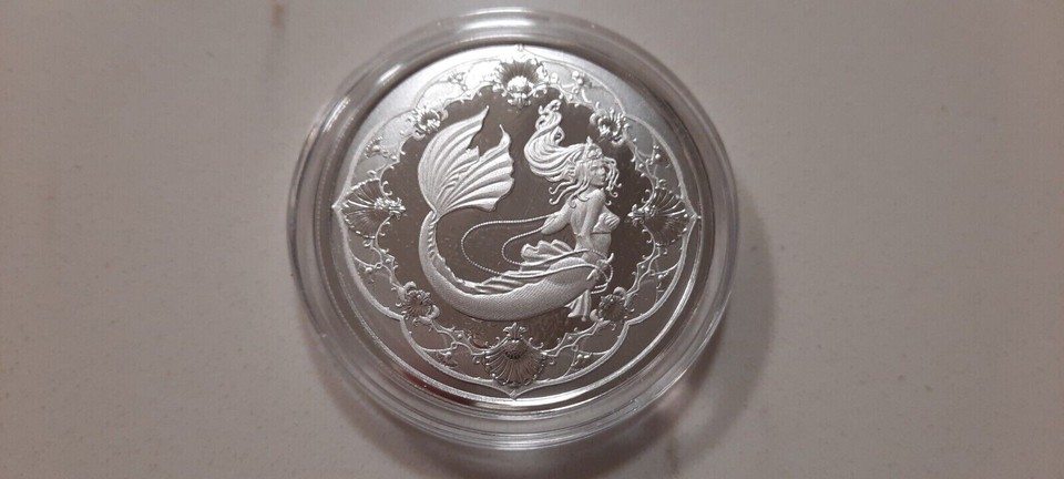 MERMAID 2-FER - 1 ROUND, 1 COIN... .999 FINE SILVER, LITTLE, OCEAN ...