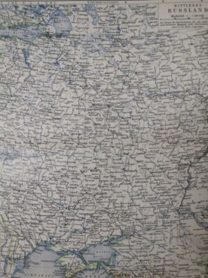 1905 European Russia Empire Vintage Geographical Map Soviet Original ...