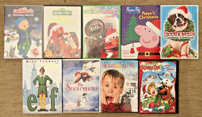 9 DVD Lot Christmas Elmo Sesame Street Caillou Snowman Elf Beethoven ...