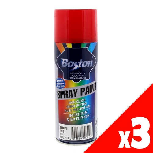 Gloss Red Spray Paint Can 250g Boston Quick Drying Rust Prevention 3 ...