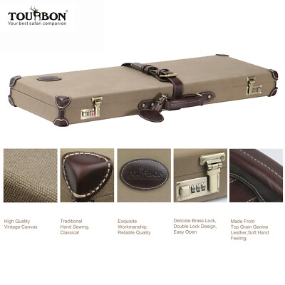 Tourbon Canvas Leather Hard Shotgun Case Takedown O/U Case Fits up to ...