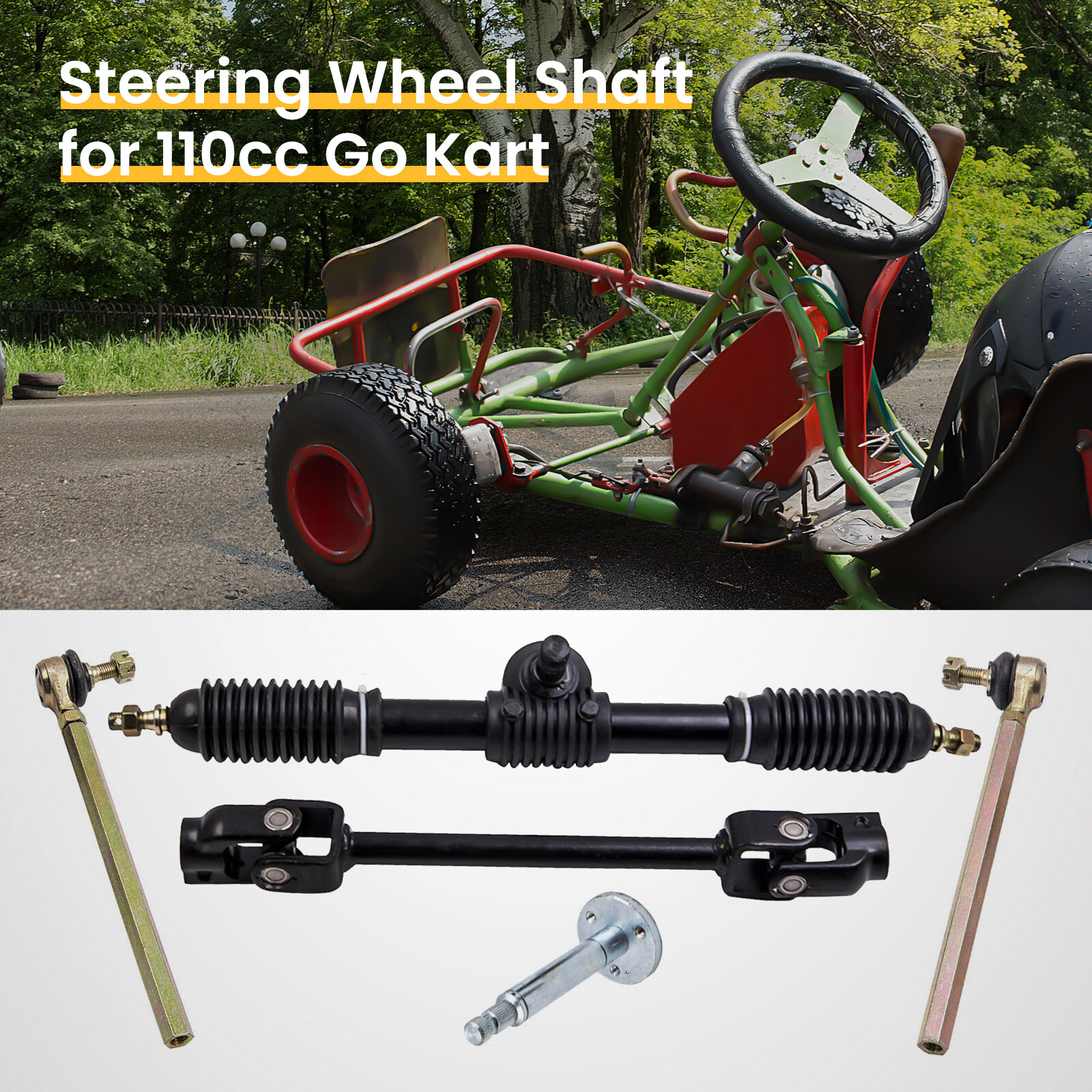 Steering Wheel Steel Kit Adjustable Gear Rack Pinion Shaft Set For Go ...