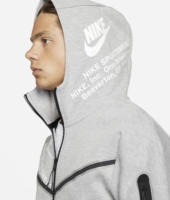 Nike Tech Fleece Graphic FZ Hoodie Dark Grey Heather White DM6474 063 ...