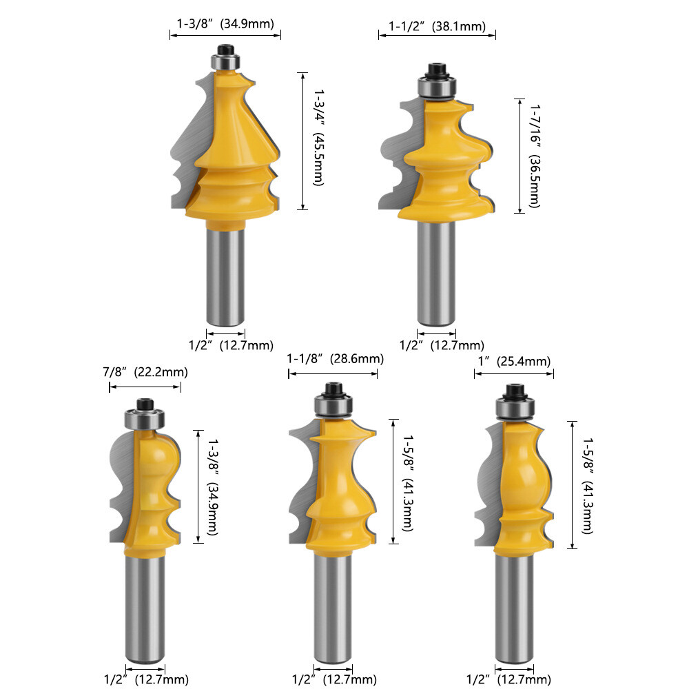 1/4 1/2 8mm Shank Architectural Molding Router Bit Profile Edge Cutter ...