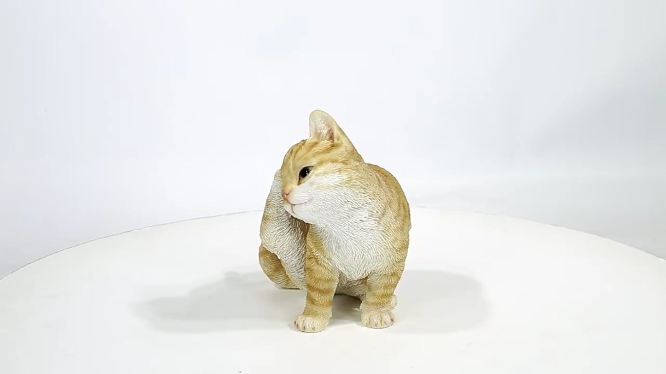 Orange Cat statue Scratching Ear Lifelike Garden Statue, Garden Yard ...