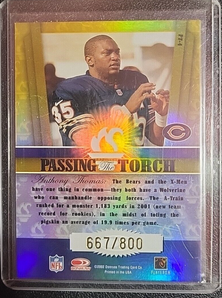 2002 Donruss Elite Anthony Thomas Passing the Torch Card #PT4 serial ...