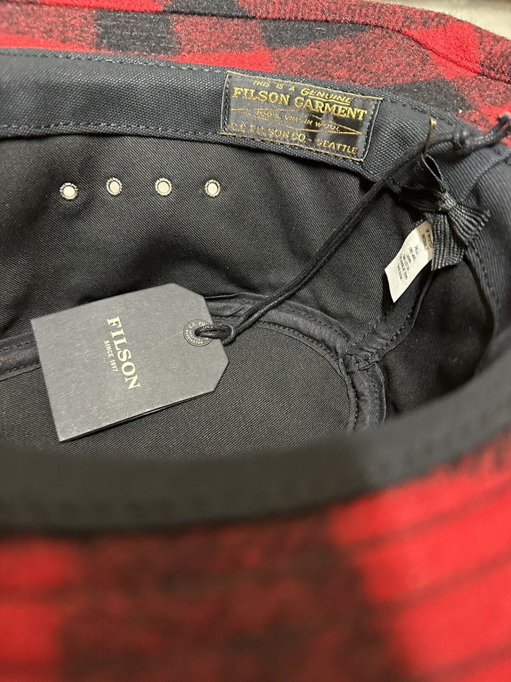 NWT Filson Wool Packer Hat Mackinaw Made in USA Buffalo Plaid Red Black ...