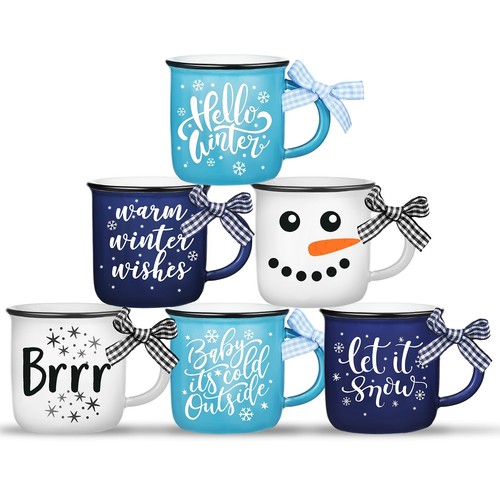 Hello Winter Snowman Mini Coffee Mugs Set of 6 Let It Snow Snowflake ...
