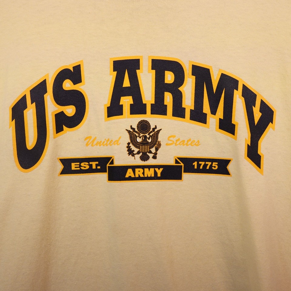 Vintage US Army Shirt Men XL Yellow Crew Neck Graphic Print Tee | eBay
