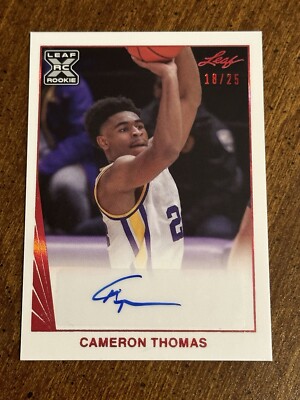 CAMERON CAM THOMAS 2021-22 Leaf Memories RED Autograph #18/25 LSU ...