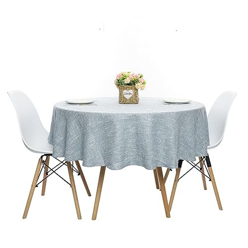 Linen Textured Round Tablecloth Solid Color Cotton Linen Heavy Duty ...