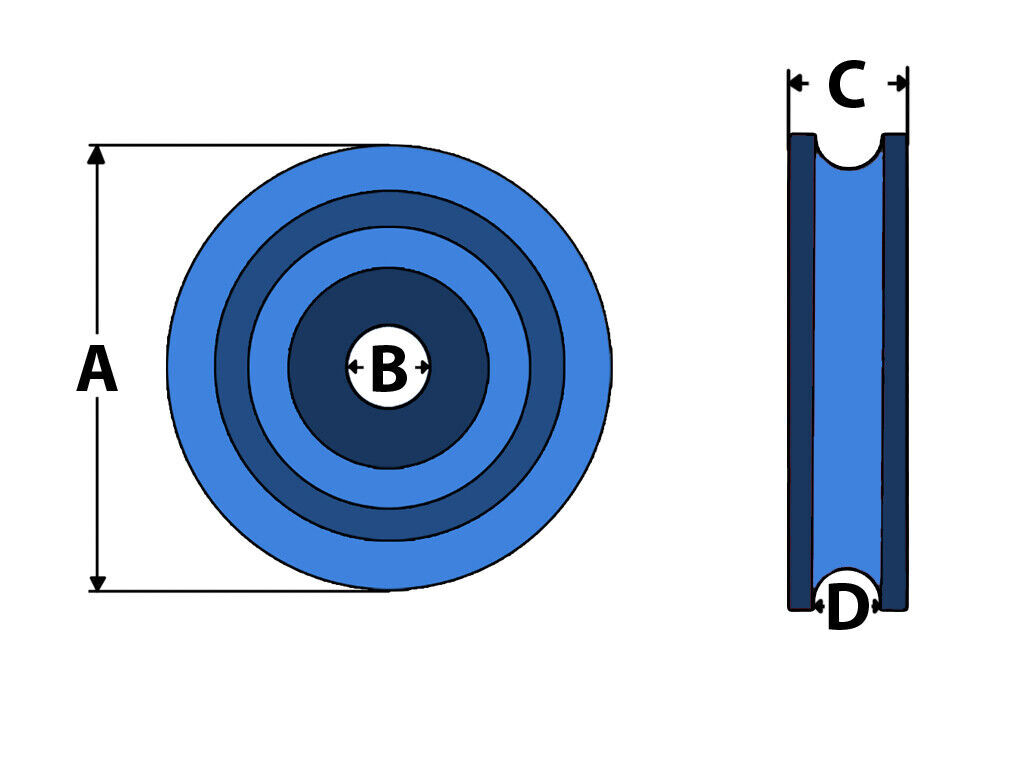 Blue Painted 175MM Cast Iron Sheave With Bush - 19MM Wire Rope Spare ...