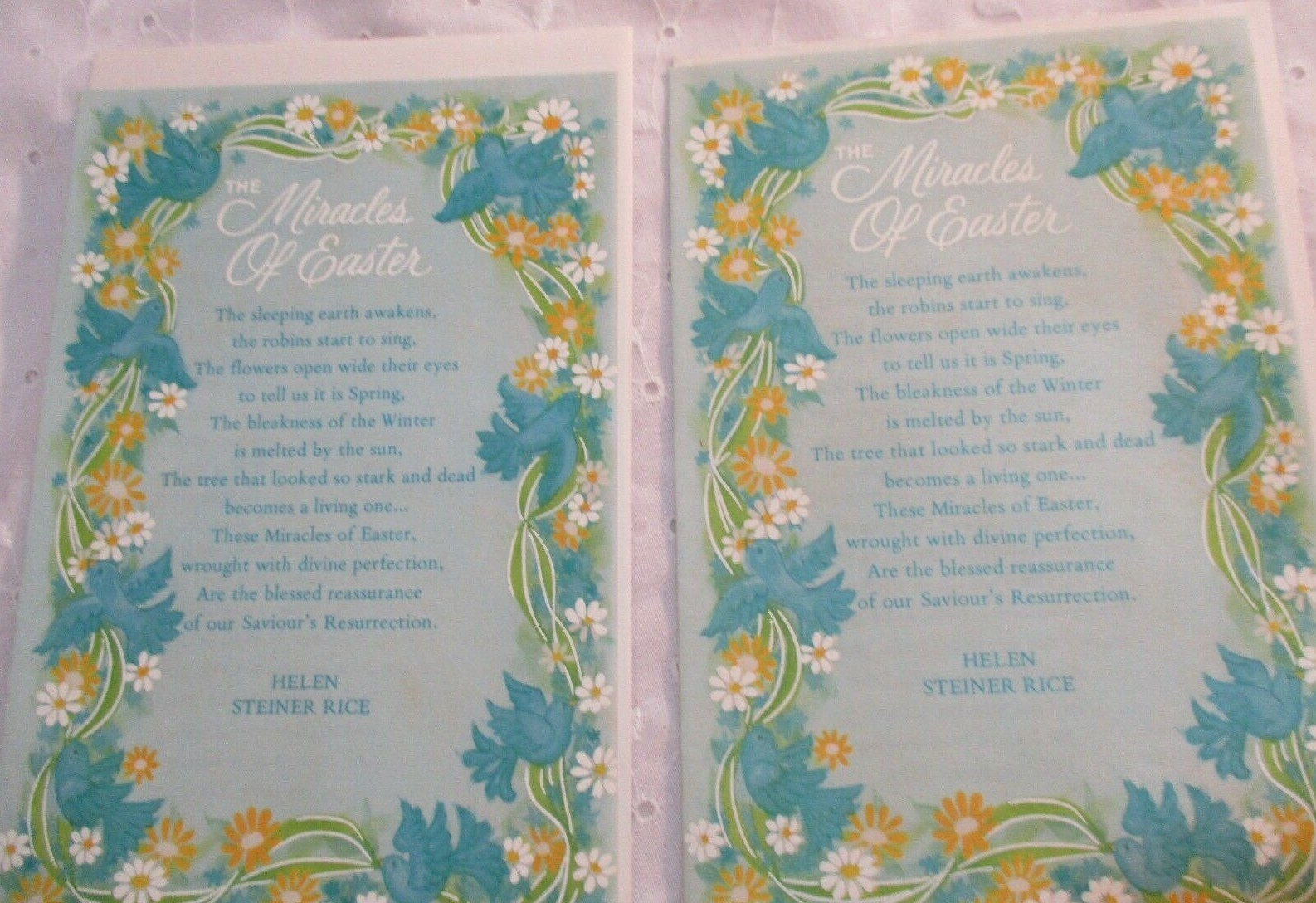 2 VINTAGE Gibson 70's EASTER POEM HELEN STEINER RICE PARCHMENT PAPER ...